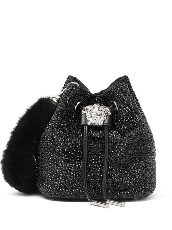 Versace La Medusa Crystal Mini Bucket Bag - Black