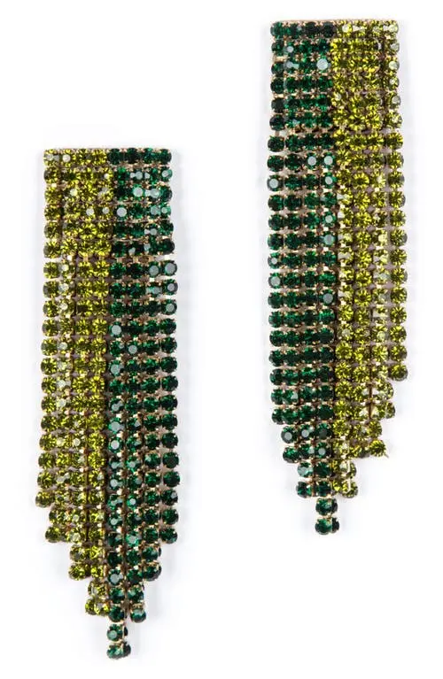 Deepa Gurnani Araya Crystal Linear Drop Earrings - Emerald