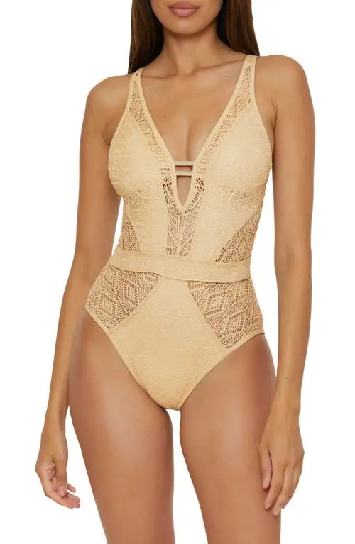 Becca Polished Foil Mesh One-piece Swimsuit