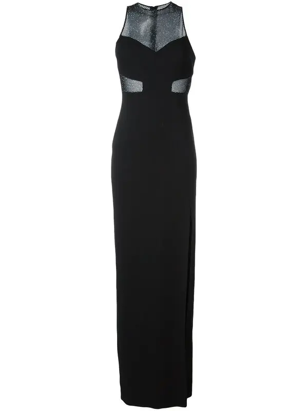 UNGARO Emanuel Mesh Panel Column Gown