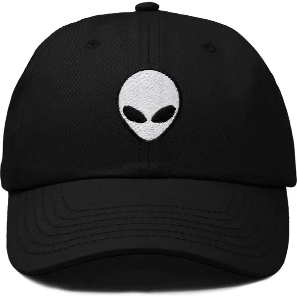 DALIX Classic Dad Cap With Alien Embroidery - Black