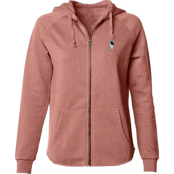 DALIX Astronaut Zip-up Fleece Hoodie - Dusty Rose