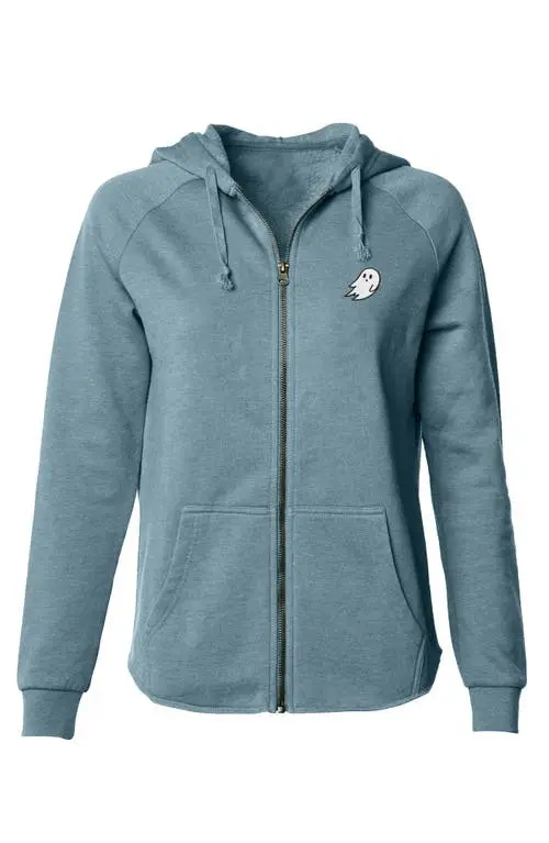 DALIX Ghost Zip Fleece Hoodie - Misty Blue