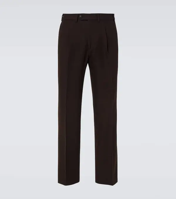 SAMAN AMEL Amo Wool Twill Straight-leg Pants - Brown