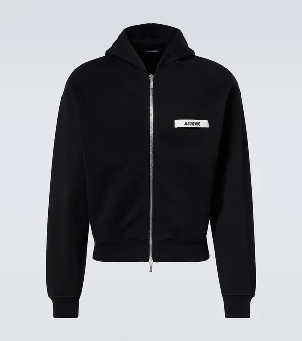 Jacquemus Gros Grain Cotton Zip-up Hoodie - Black