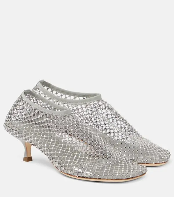 Christopher Esber Minette Crystal-embellished Fishnet Pumps - Silver