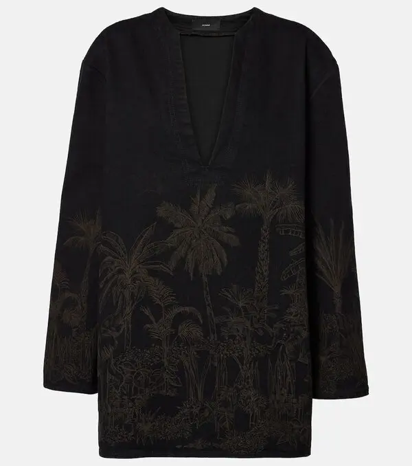 Alanui Jungle Toile De Jouy Denim Top
