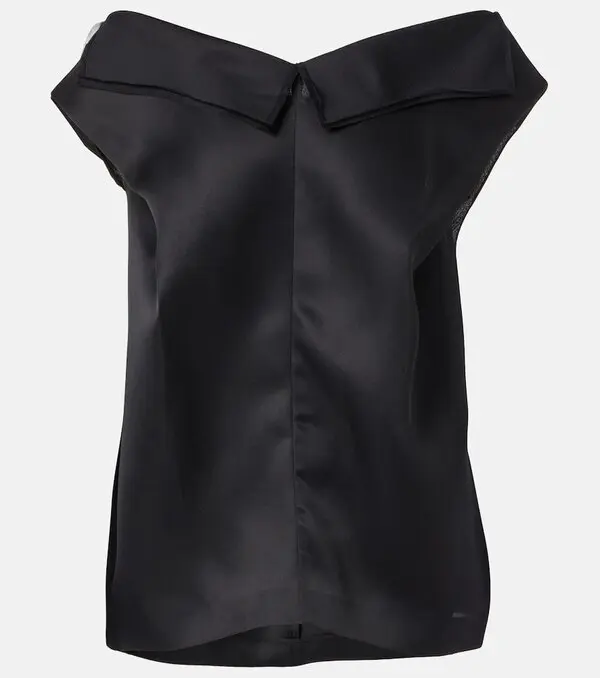 Khaite Selly Off-shoulder Silk Gazar Top - Black