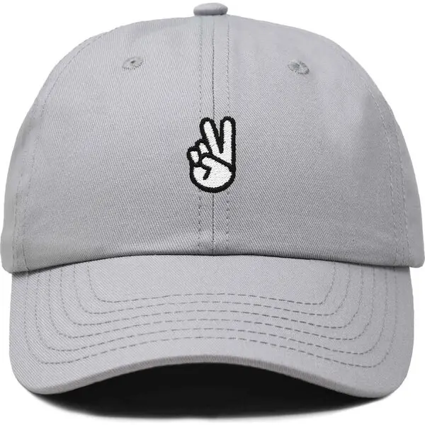 DALIX Peace Sign Embroidered Cap - Gray