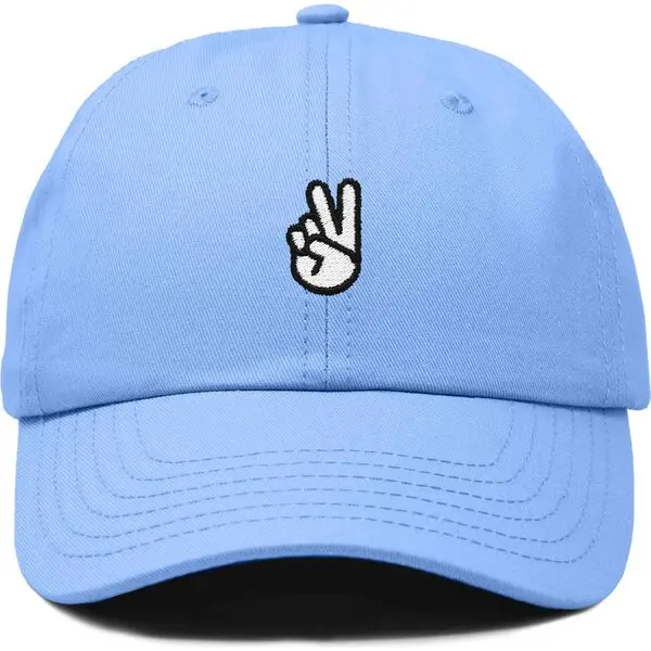 DALIX Peace Sign Embroidered Cap - Light Blue