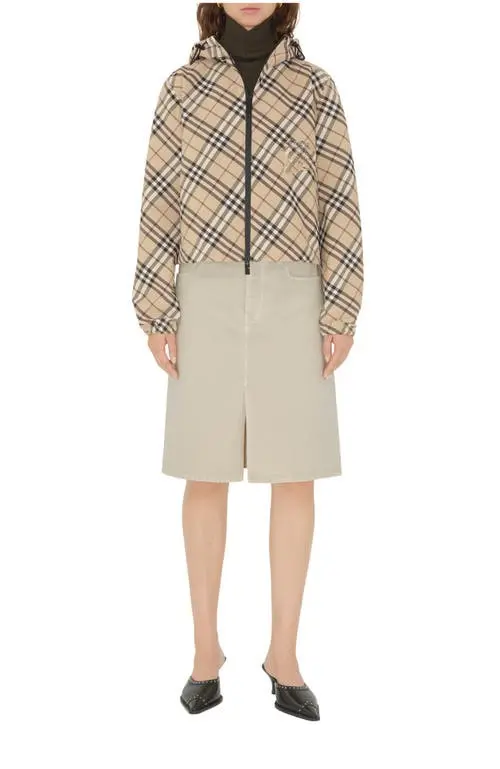Burberry Check Hooded Jacket - Alabaster