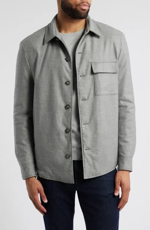 BOSS CAMEL Corvin Inpad Virgin Wool Blend Overshirt - Open Gy