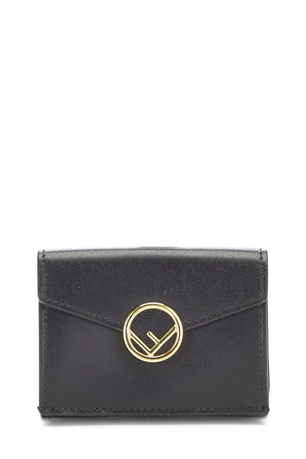 Fendi Leather 'f Is Compact Wallet - Black