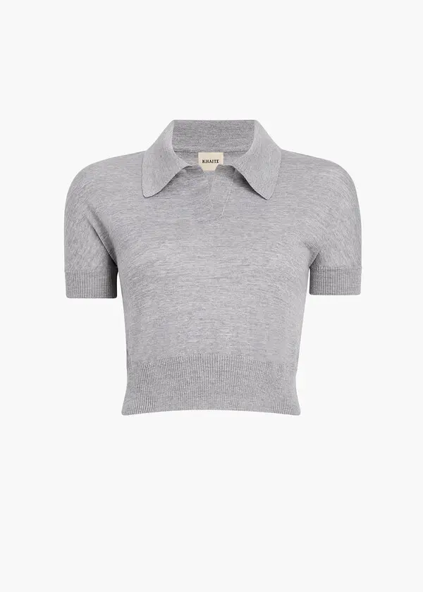 Khaite Morgane Polo Top - Mercury