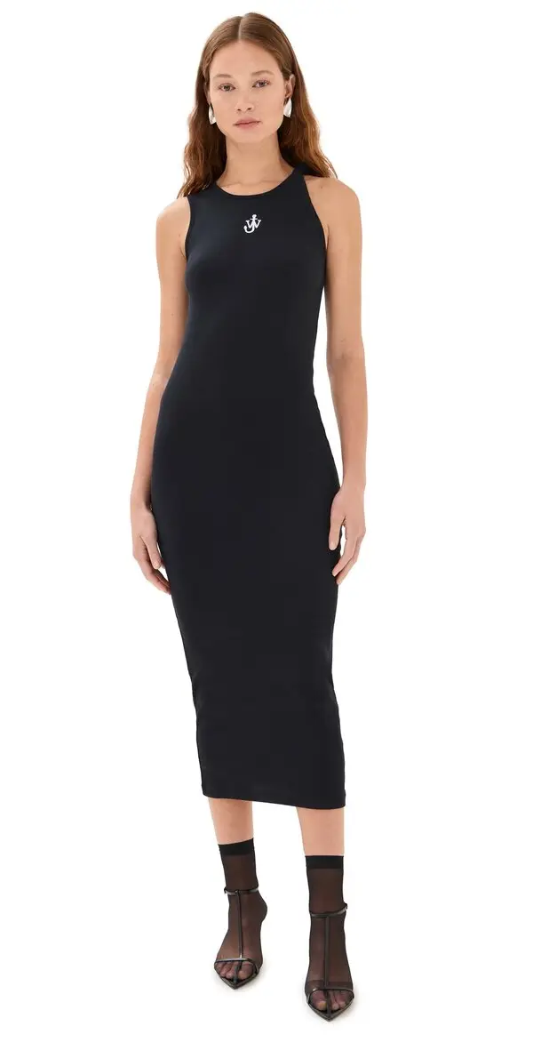 JW Anderson Anchor Embroidery Twisted Strap Dress - Black