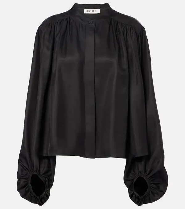 RÓHE Pleated Silk Blouse - Black