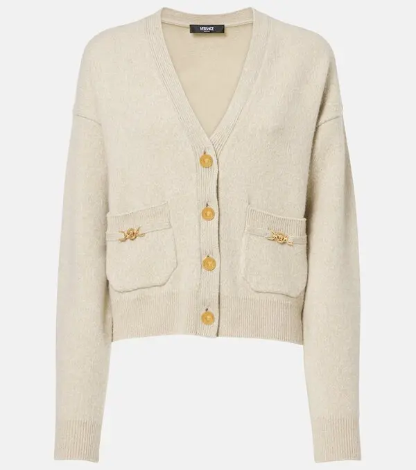 Versace Wool And Cashmere Cardigan - Beige