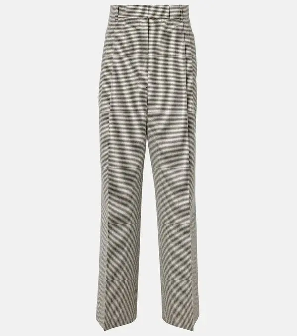 RÓHE Gingham Wool-blend Wide-leg Pants