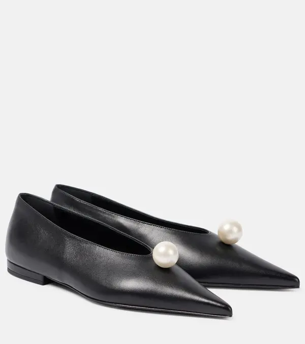 Magda Butrym Embellished Leather Ballet Flats - Black