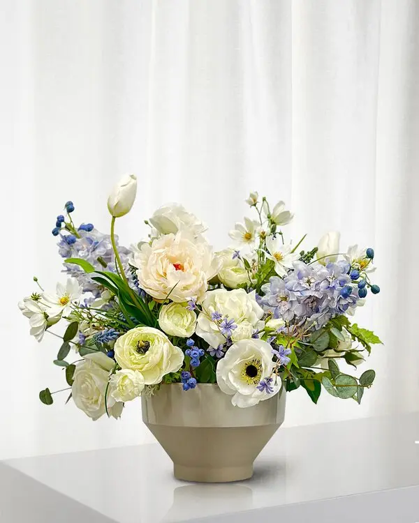 WINWARD HOME Mixed Floral Arrangment In Tapered Ceramic Bowl, 22