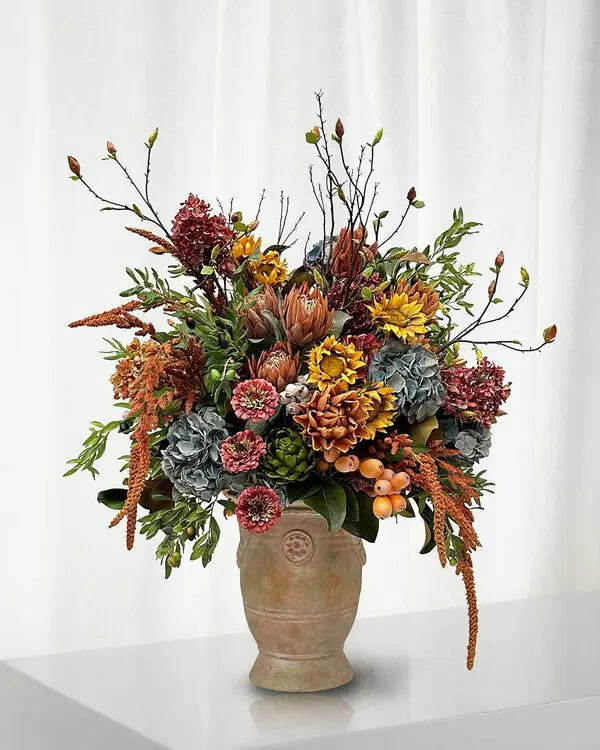 WINWARD HOME Mixed Fall 47" Faux Floral Arrangement In Terracotta Planter