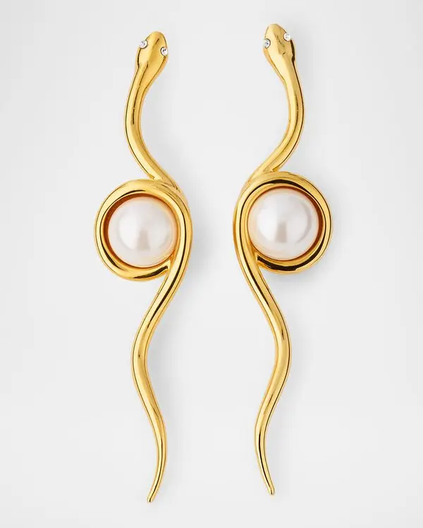 Oscar De La Renta Spiral Snake Earrings