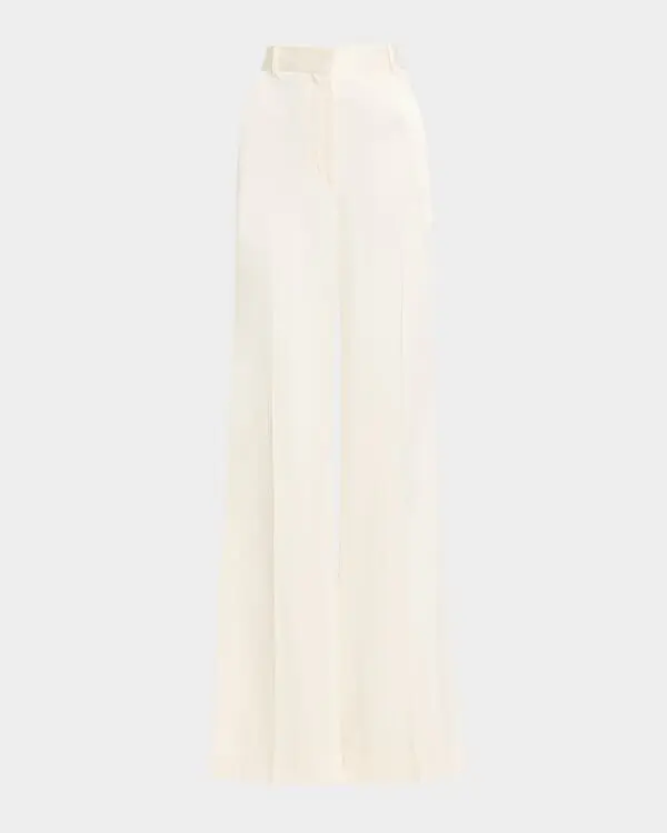 TOTÊME Slit Wide-leg Satin Trousers - Natural