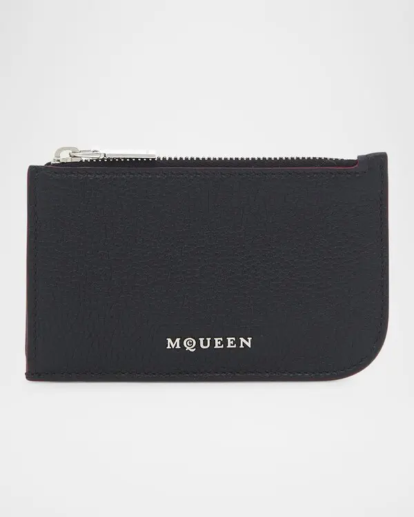 Alexander McQueen Sling Zip Card Holder - Black/silver