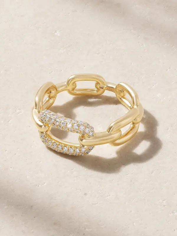 Shay Mini Cable Link 18-karat Diamond Ring