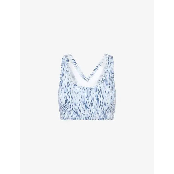 Varley Move Selma Graphic-pattern Stretch-jersey Bra - Chambray Leopard