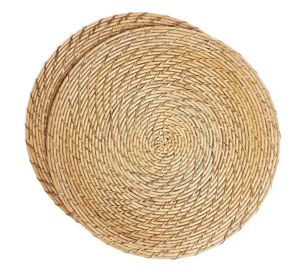 OVERANDBACK Over&back Set Of 2 Natural Rattan Round Placemats Hand-made