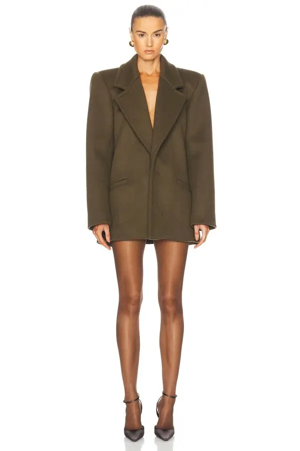 Saint Laurent Martingale Coat - Kaki