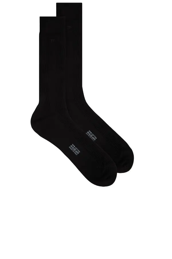 TOM FORD Embroidery Rib Socks - Black