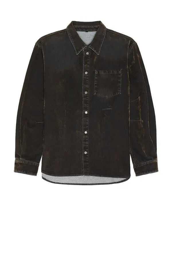 Helmut Lang Curved Shirt In Brown - Flocked Olive