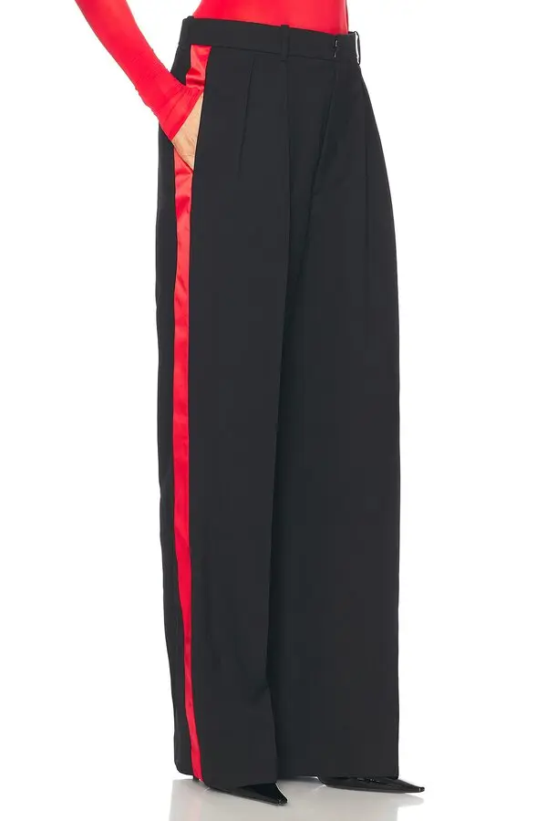 Wardrobe.NYC Low Rise Tuxedo Trouser - Black & Red