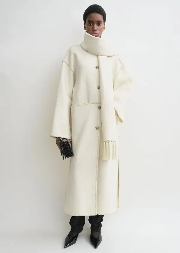 TOTÊME Embroidered Scarf Coat - Off White