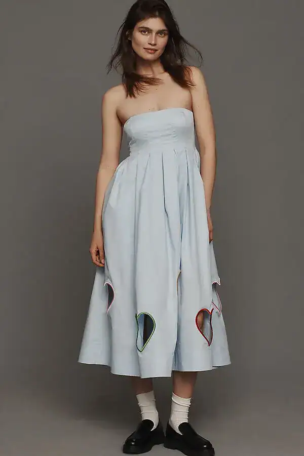 Mare Mare Strapless Cut-Out A-Line Midi Dress In Blue - 44% Off |  Editorialist