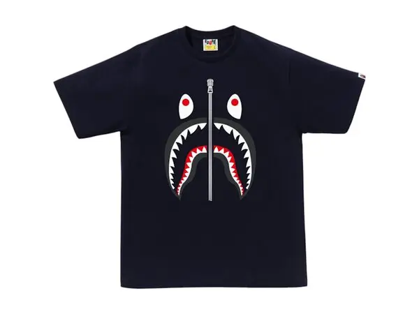 BAPE A Bathing Ape Shark Tee Shirt - Navy Blue