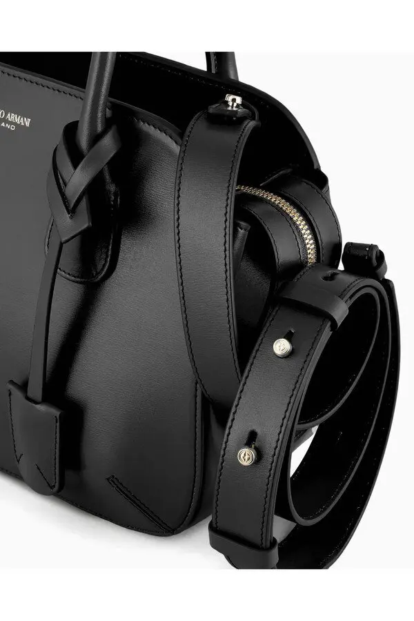 Giorgio Armani Small Palmellato-leather La Prima Boston Bag - Black
