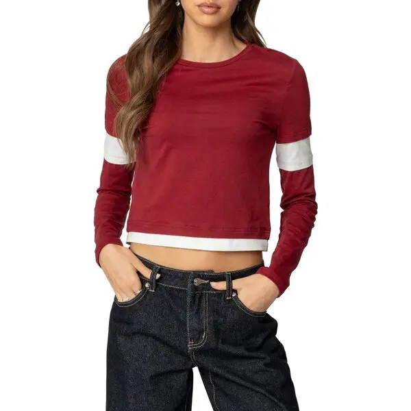 EDIKTED Paula Layered Long Sleeve T-shirt