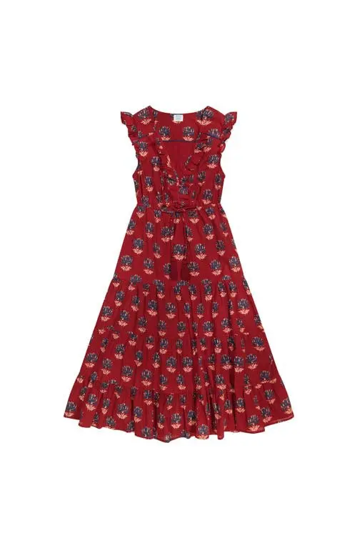 MER ST. BARTH Giselle Maxi Dress - Bordeaux Floral Block Print