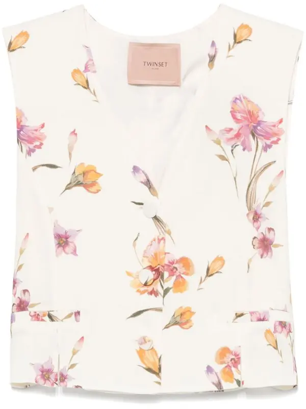 TWINSET Floral-print Waistcoat - White