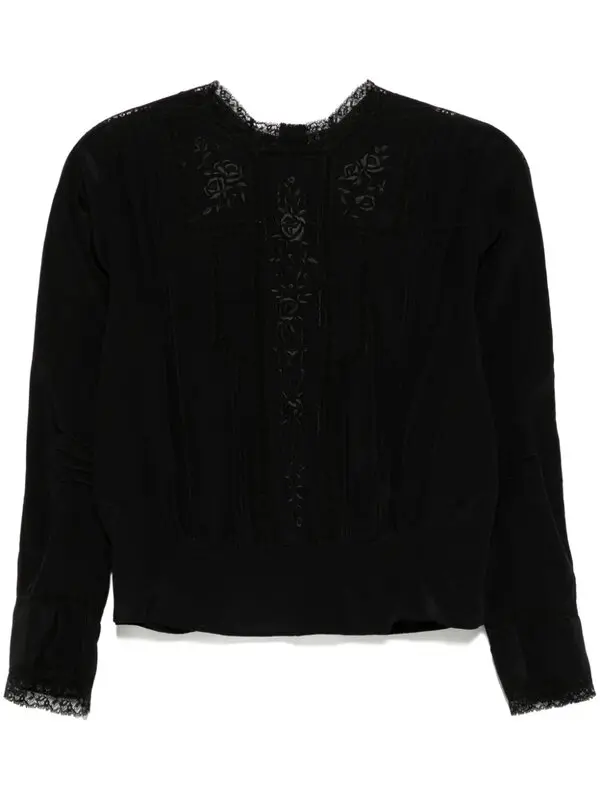 Shiatzy Chen Chiffon-embroidered Top - Black