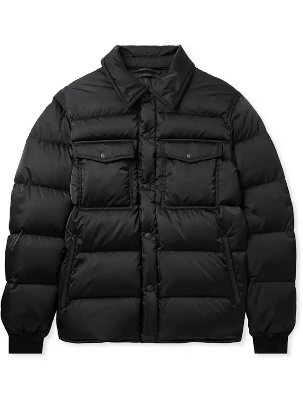 TOM FORD Leather-trimmed Quilted Down Jacket - Black