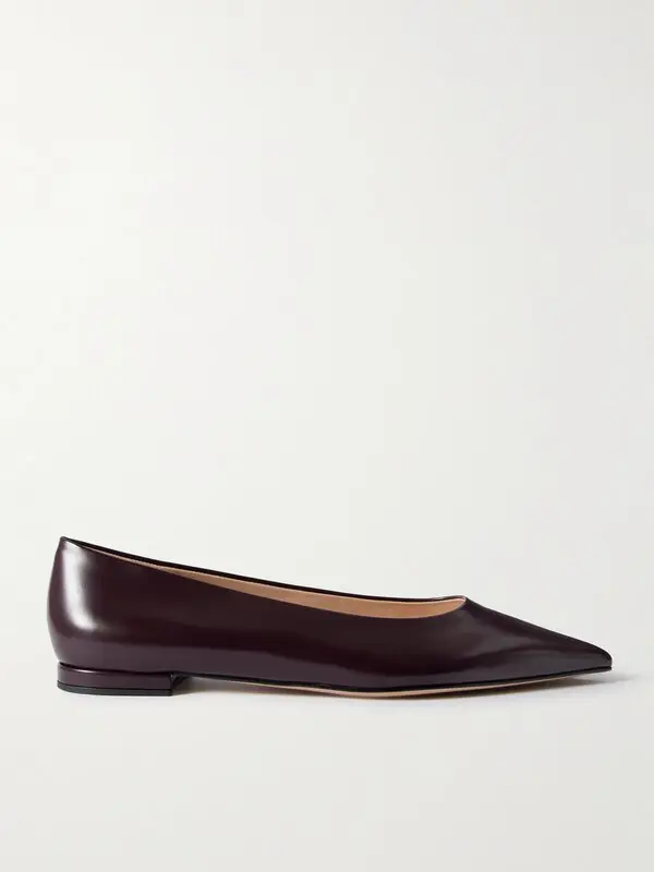 GIANVITO ROSSI Robbie Glossed-leather Ballet Flats