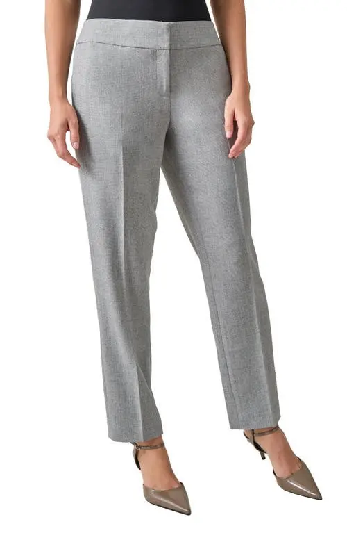 KASPER Flat Front Slim Trousers - Grey/ Black