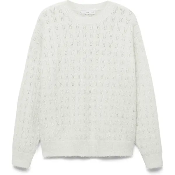 Mango Metallic Open Stitch Sweater - Ecru