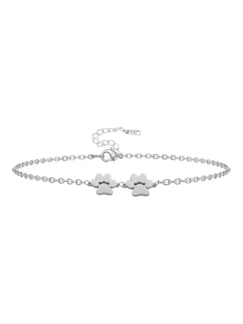HOLLYWOOD SENSATION Double Paw Print Bracelet - Silver