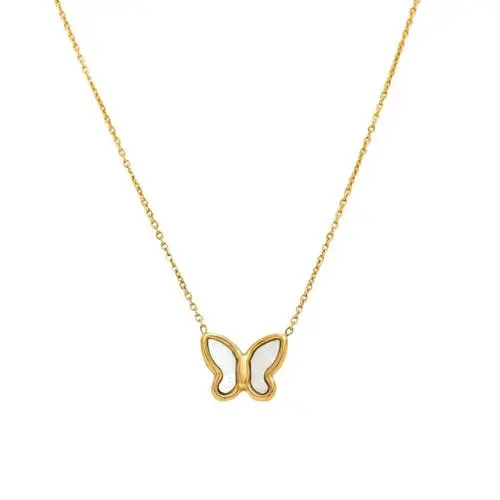 HOLLYWOOD SENSATION Butterfly Pendant Necklace With Mother Of Pearl Inlay
