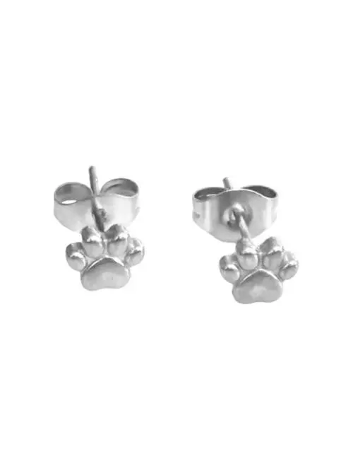 HOLLYWOOD SENSATION Paw Print Stud Earrings - Silver
